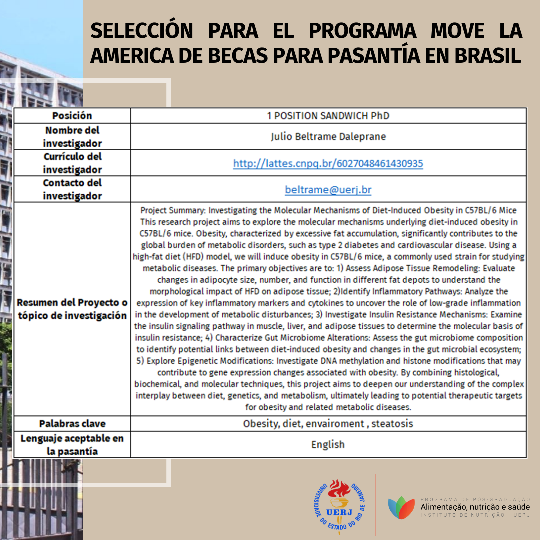 Nutrição INU/UERJ - MOVE LA AMÉRICA BRASIL ABRE LA INSCRIPCIÓN PARA BECAS