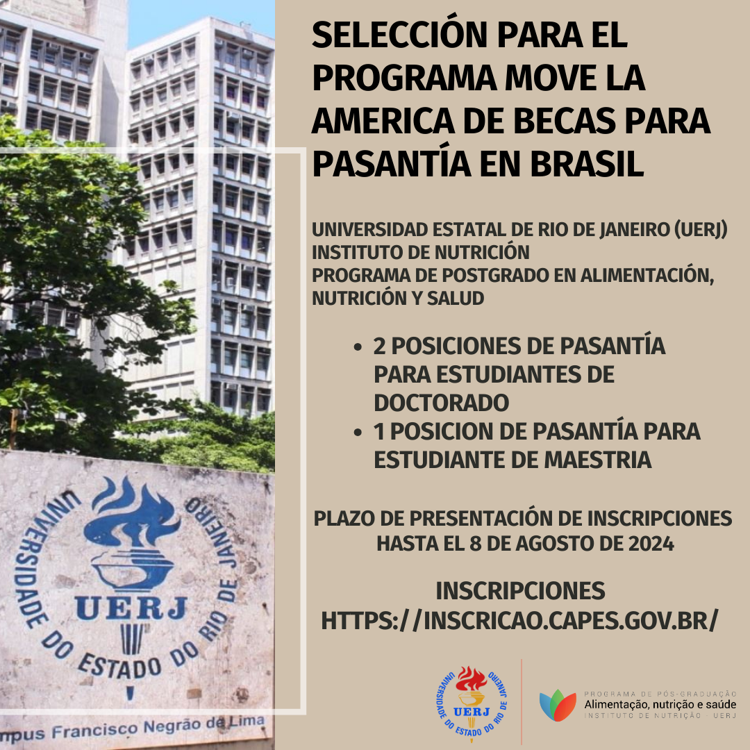 Nutrição INU/UERJ - MOVE LA AMÉRICA BRASIL ABRE LA INSCRIPCIÓN PARA BECAS